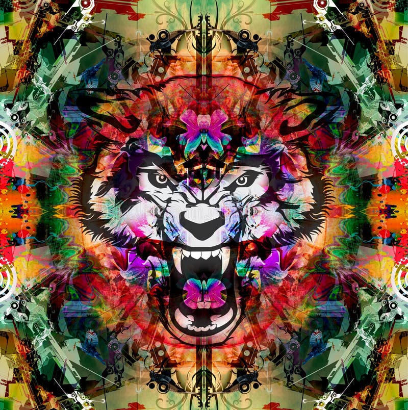 Angry wolf head stock illustration. Illustration of faith - 49877477