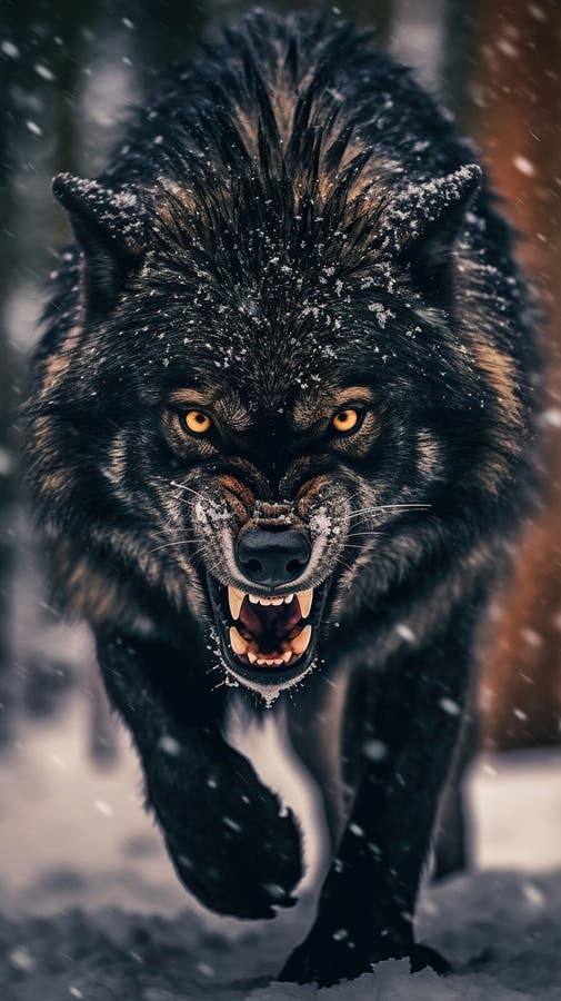 Angry Wolf Walking Towards the Camera. Generative AI Stock Illustration ...