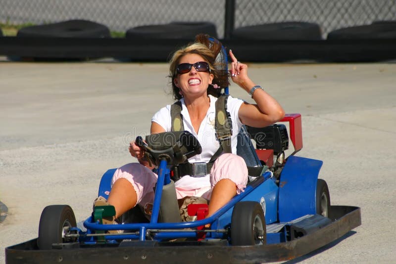 Angry Woman Driving Go Cart Stock Photo - Image of young, woman: 3202798