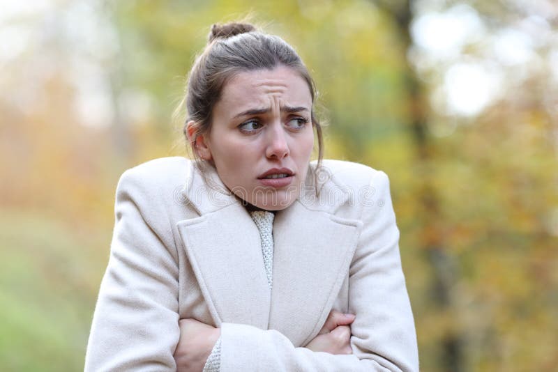Angry Woman Getting Cold in Winter in a Park Stock Image - Image of ...