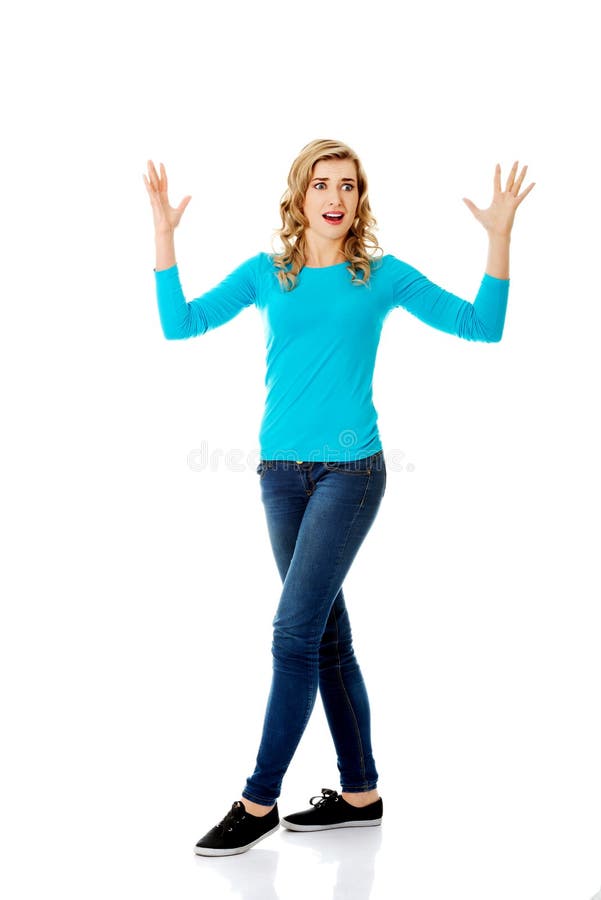 Angry woman with hands up stock image. Image of single - 47102455