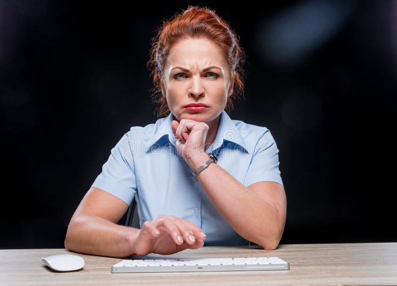 Angry woman with keyboard stock image. Image of professional - 86289325