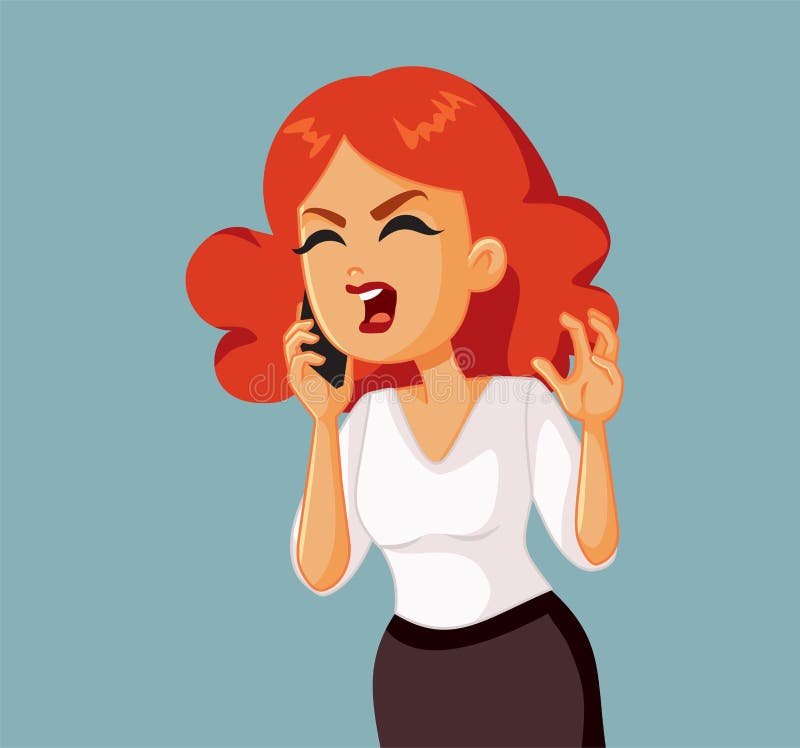 Angry Woman Making a Phone Call Vector Illustration Stock Vector ...