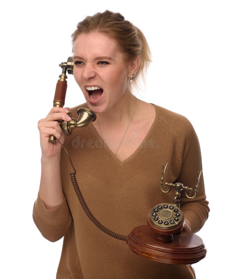 Angry phone operator stock image. Image of attractive - 17039289