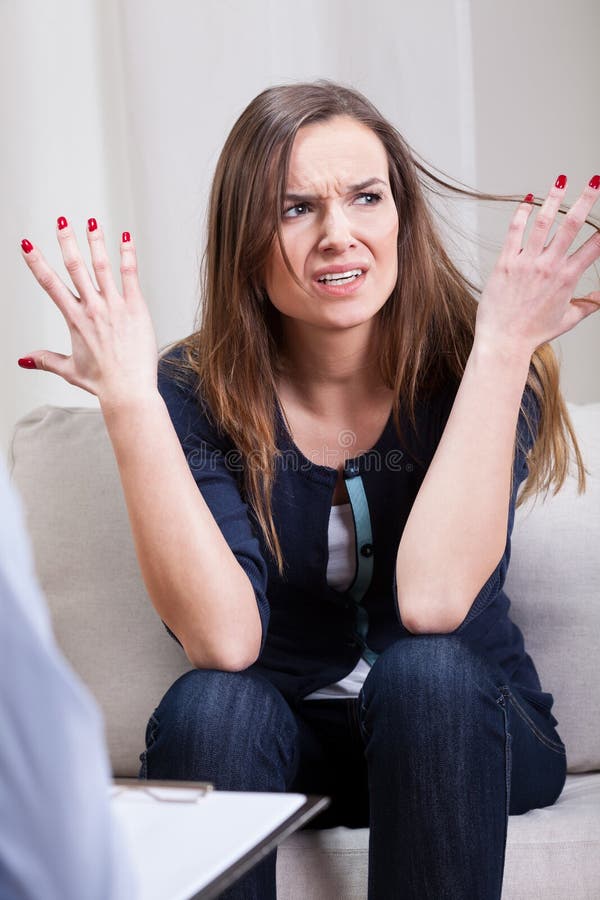 Angry Woman on Psychotherapy Stock Photo - Image of counseling ...