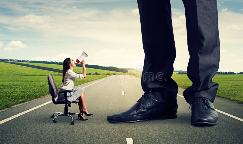 Angry Woman Screaming at Big Boss Stock Image - Image of grass, boss ...