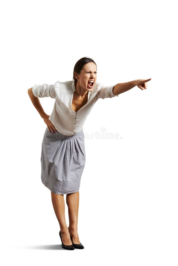 Angry Woman Screaming and Pointing Stock Image - Image of shirt ...