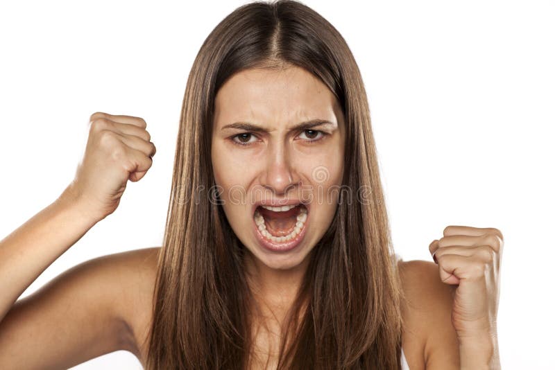 Angry woman shouting stock image. Image of studio, girl - 82571415
