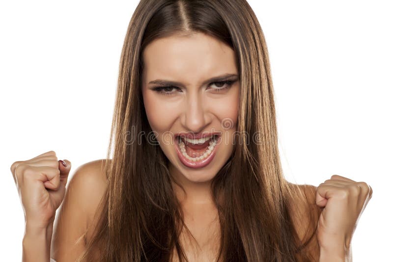 Angry woman shouting stock photo. Image of white, woman - 82585008