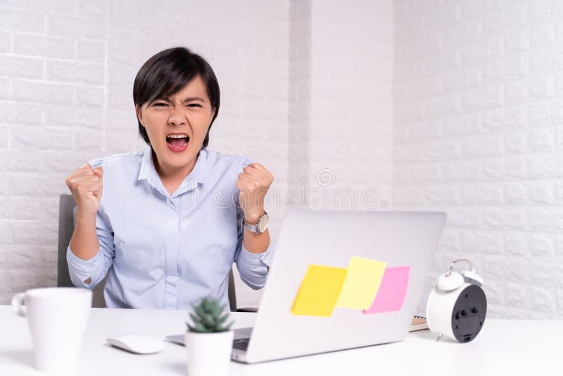 Angry Woman Working at Home Office Stock Image - Image of angry, copy ...