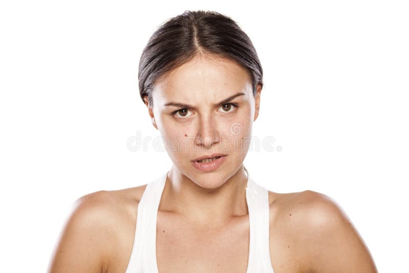 Angry Athlete Face Sweating Stock Image - Image of haired, attractive ...