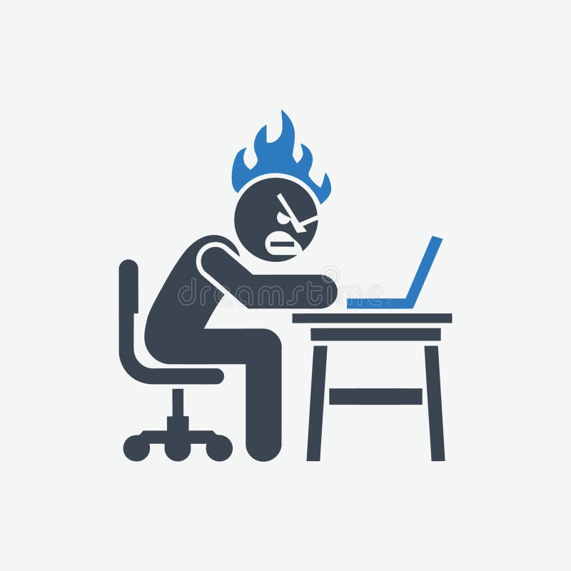 Angry at work icon stock vector. Illustration of laptop - 346302235