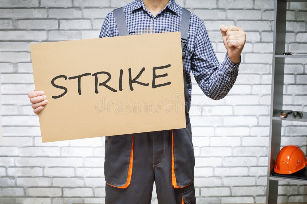 Angry Worker Activist during a Protest in Workplace. Stock Image ...