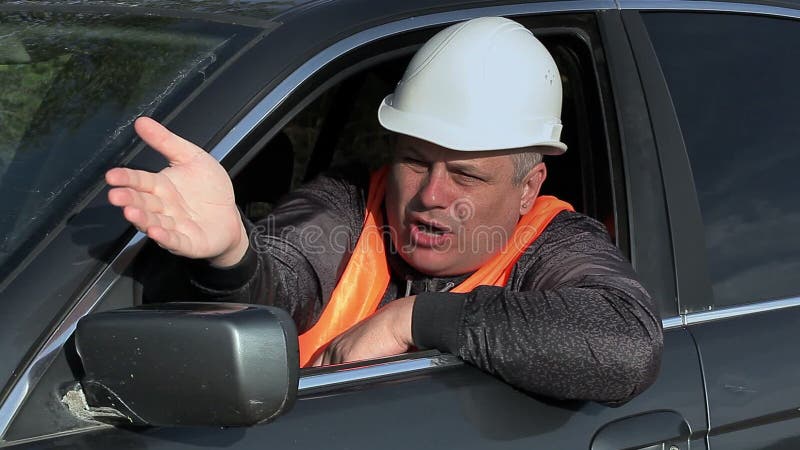 Angry Worker in Car on Road Stock Video - Video of production, adult ...