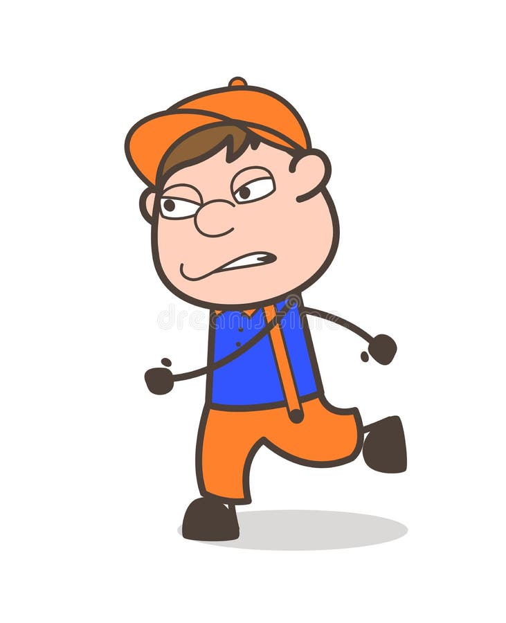 Angry Worker Running in Aggression Vector Illustration Stock ...