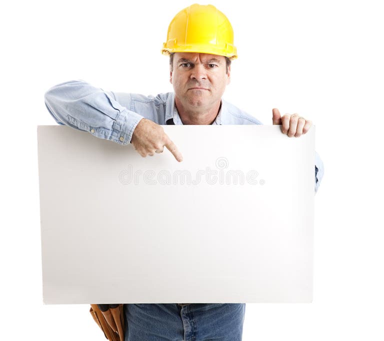 Angry Worker with Sign stock photo. Image of caucasian - 18843050