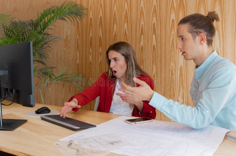 Angry Workers Arguing Over Different Ideas with Angry Gesture Stock ...