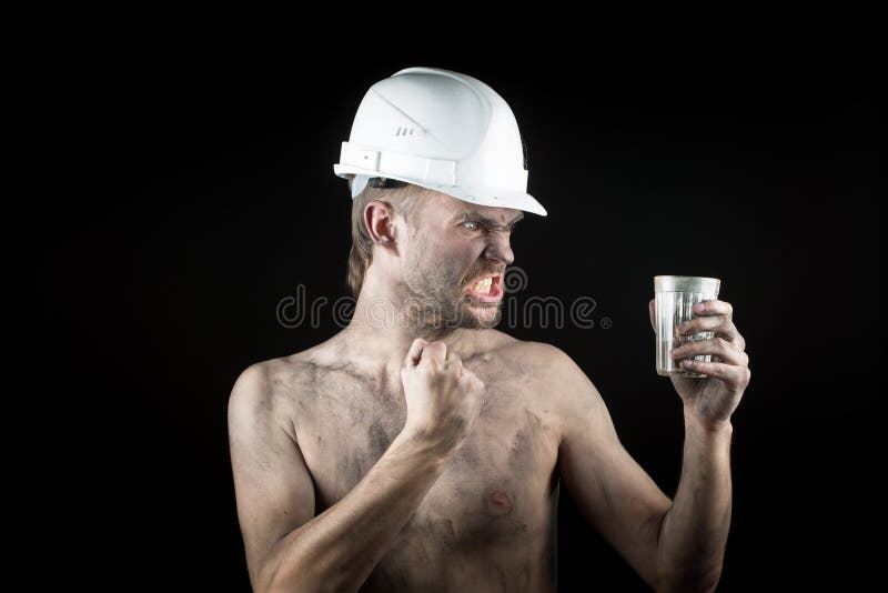 Angry Working in a Dirty Helmet Stock Image - Image of craft ...