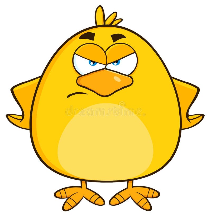 Angry Yellow Chick Cartoon Character Stock Vector - Illustration of ...