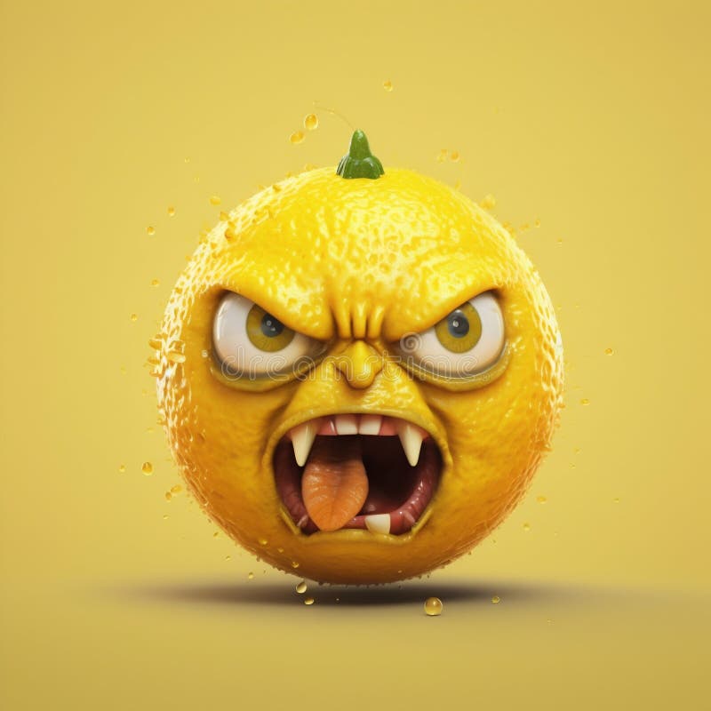 Angry Yellow Lemon. Generative Ai Stock Illustration - Illustration of ...