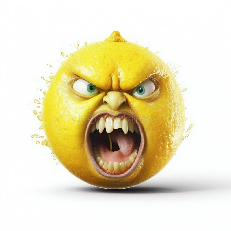 Angry Yellow Lemon. Generative Ai Stock Illustration - Illustration of ...