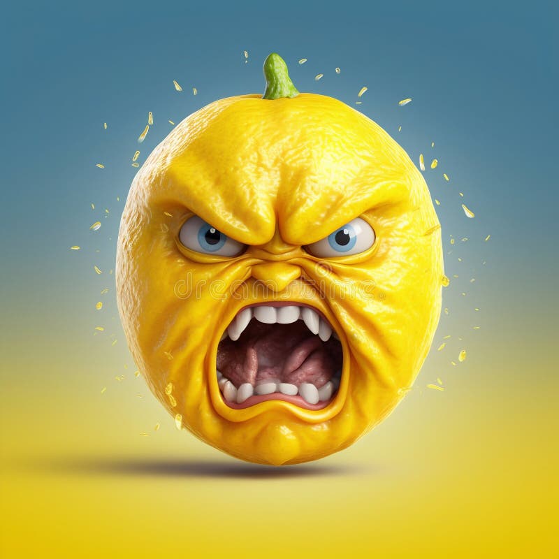 Angry Yellow Lemon. Generative Ai Stock Illustration - Illustration of ...