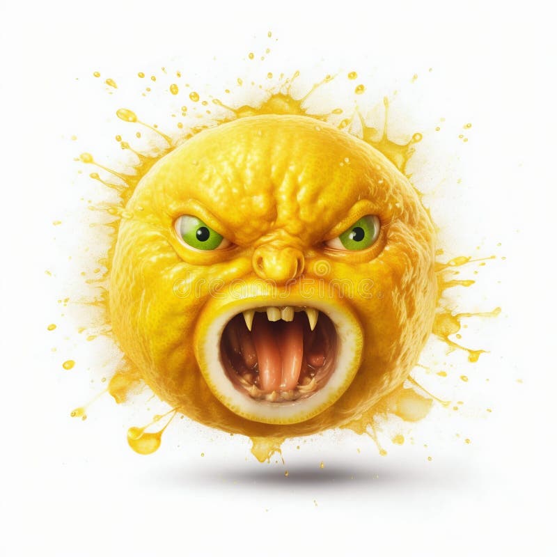 Angry Yellow Lemon. Generative Ai Stock Illustration - Illustration of ...