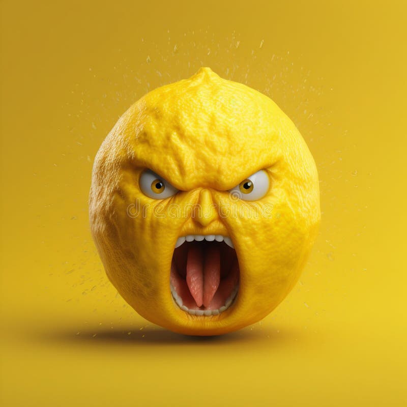 Angry Yellow Lemon. Generative Ai Stock Illustration - Illustration of ...