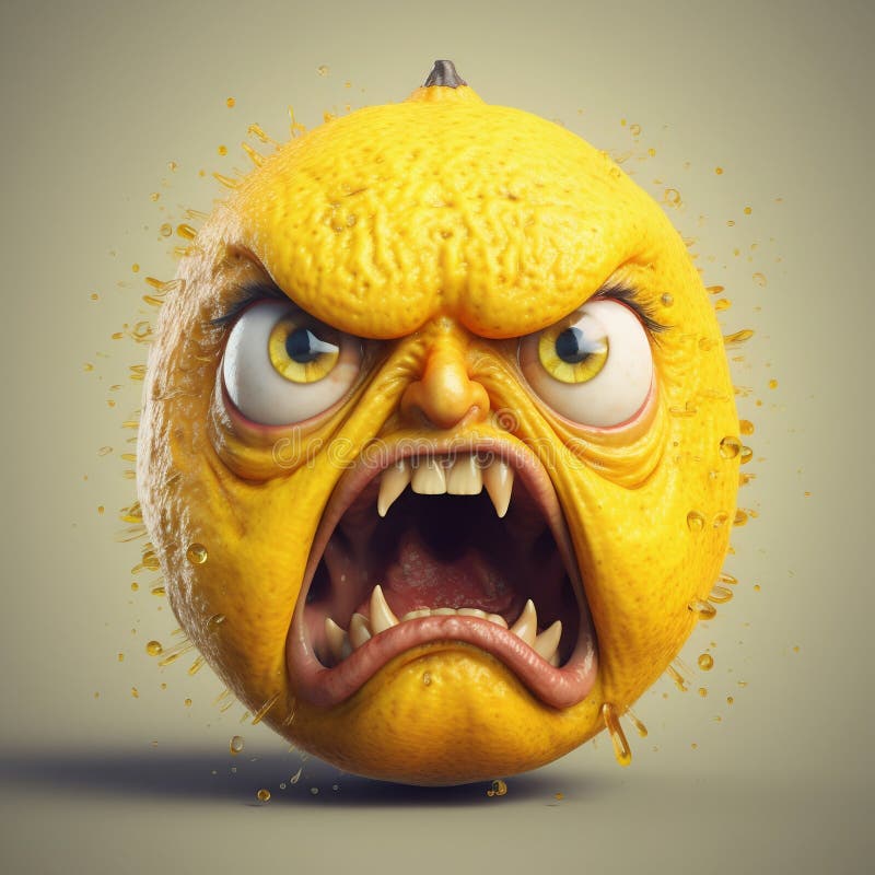 Angry Yellow Lemon. Generative Ai Stock Illustration - Illustration of ...