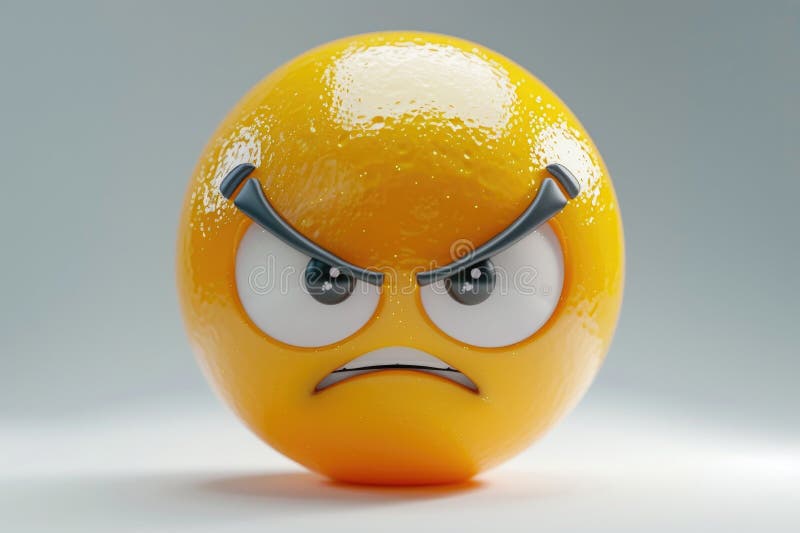 Angry Yellow Sphere with Exaggerated Facial Expression Stock ...