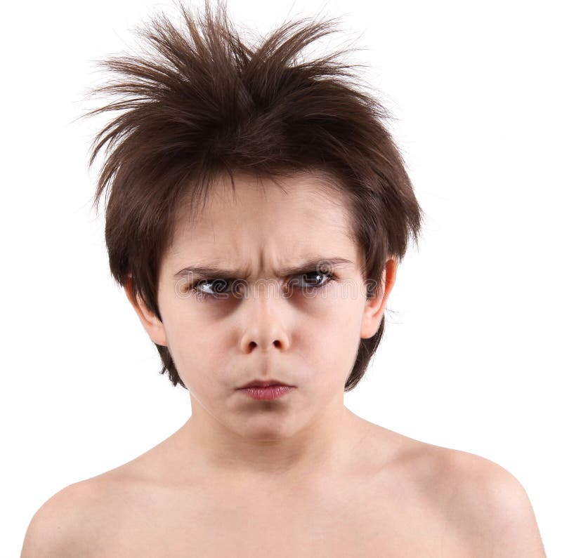 Angry Young Boy in White Background Stock Photo - Image of child ...