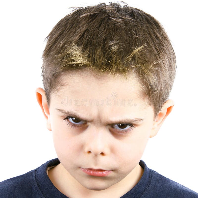 Angry Young Boy in White Background Stock Photo - Image of child ...