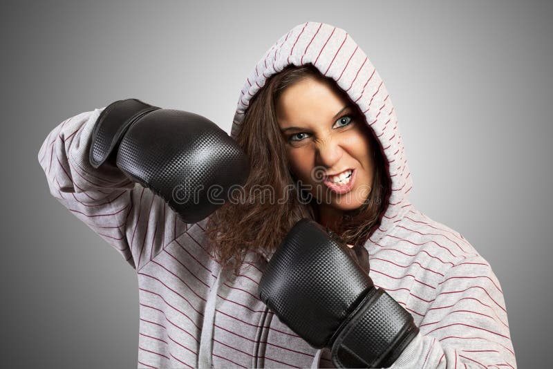 Angry young female boxing stock image. Image of young - 28726543