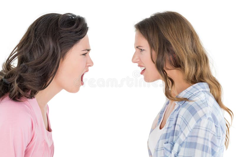 Angry Female Friends Having an Argument in Living Room Stock Photo ...