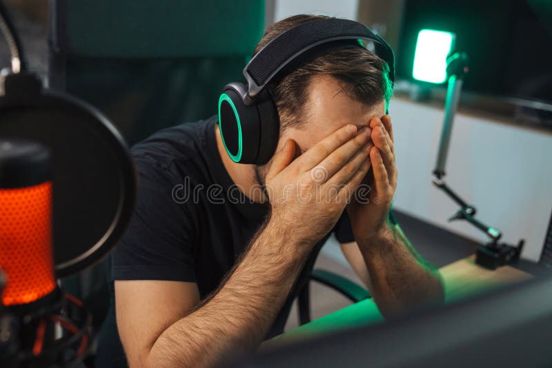 Angry Young Gamer Playing Game on Computer Stock Photo - Image of white ...