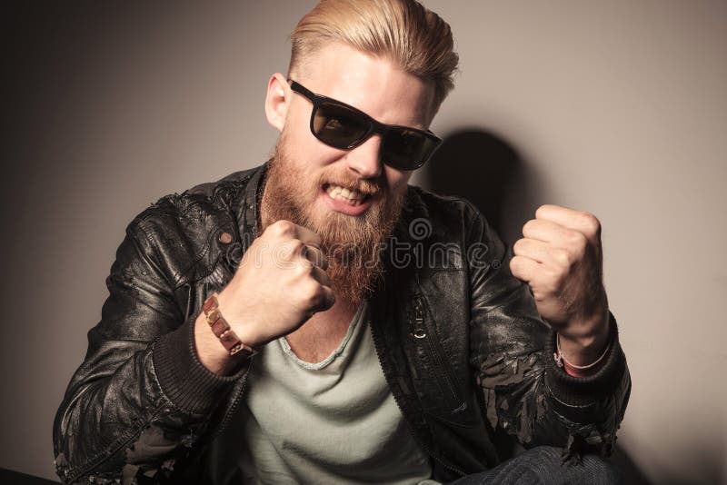 Angry Young Man Challenging Stock Photo - Image of people, fashion ...