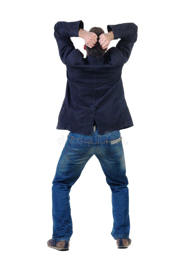 Angry young man. Rear view stock image. Image of backview - 78422299