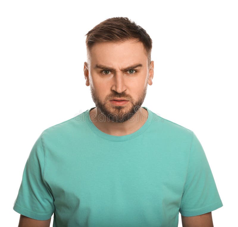 Angry Young Man on White Background. Hate Concept Stock Image - Image ...