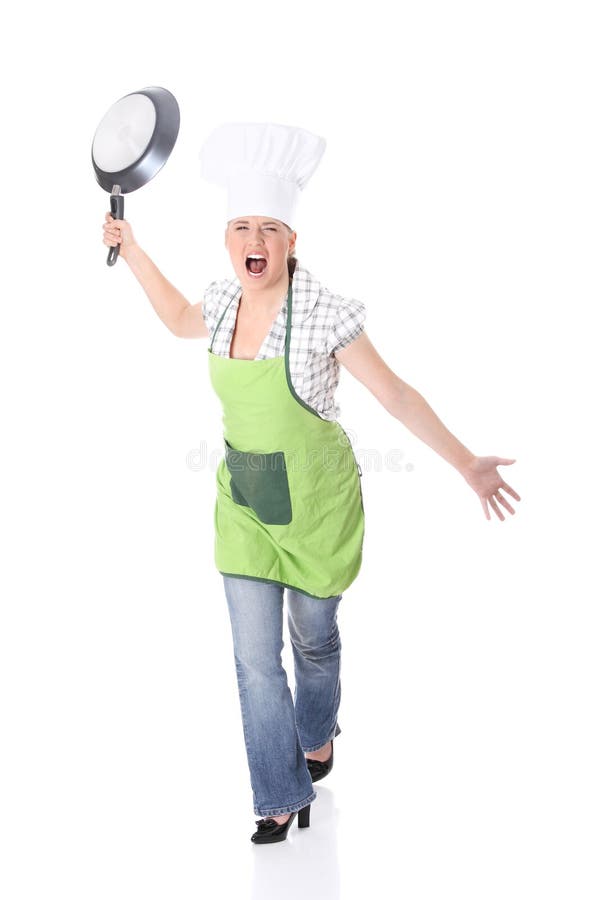 Angry young woman cooking stock image. Image of house - 18189005