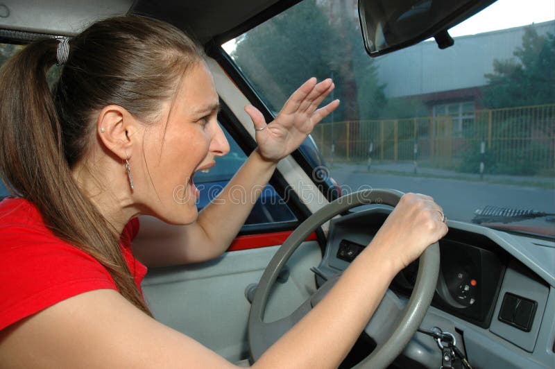 Angry Young Woman Drives Car Stock Photos - Free & Royalty-Free Stock ...