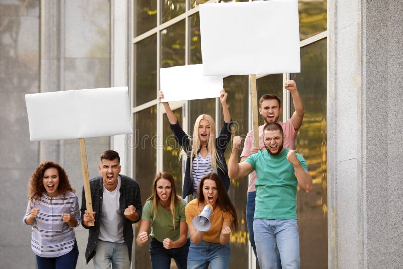 Angry Young Woman with Megaphone Leading Protest Stock Image - Image of ... Angry Young Woman with Megaphone Leading Protest Stock Image - Image of ...