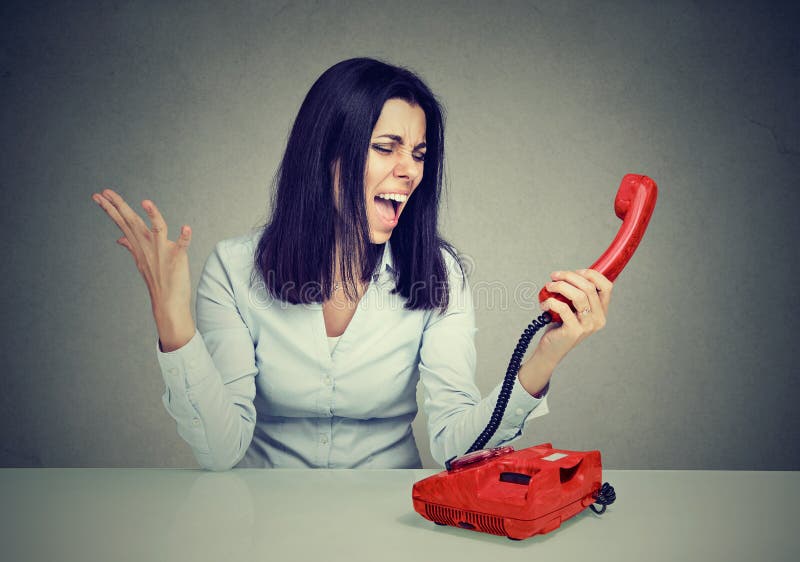 Angry Young Woman Screaming on the Phone Stock Photo - Image of ...