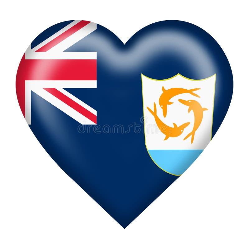 Anguilla Flag Heart Button Isolated on White Stock Illustration ...