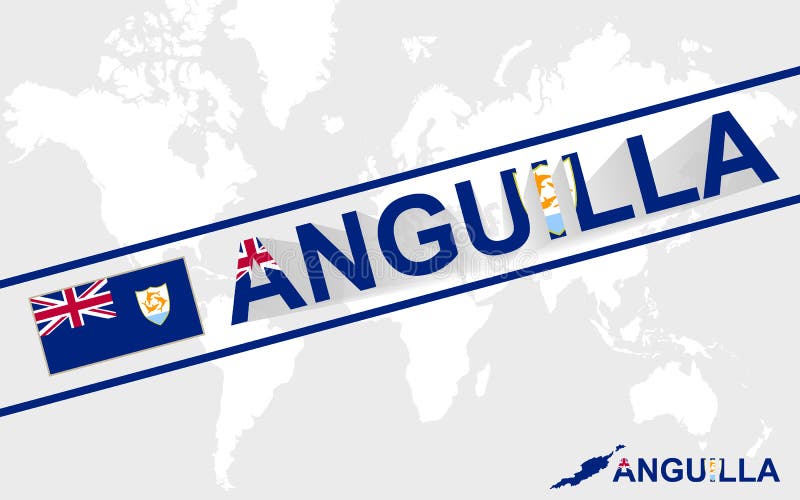 Anguilla Map Flag and Text Illustration Stock Vector - Illustration of ...
