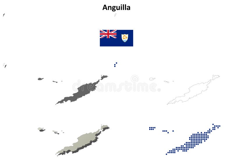 Anguilla outline map set stock vector. Illustration of coastline ...
