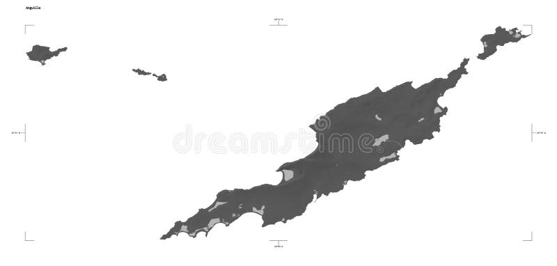 Anguilla Shape on White. Grayscale Stock Illustration - Illustration of ...