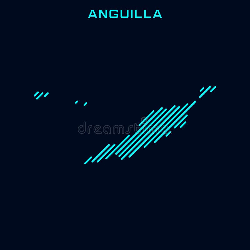 Anguilla Striped Map Vector Design Template with Blue Background. Stock ...