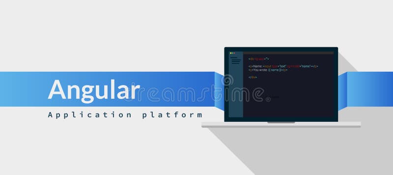 Angular Application Platform Javascript Programming Language With Script Code On Laptop Screen