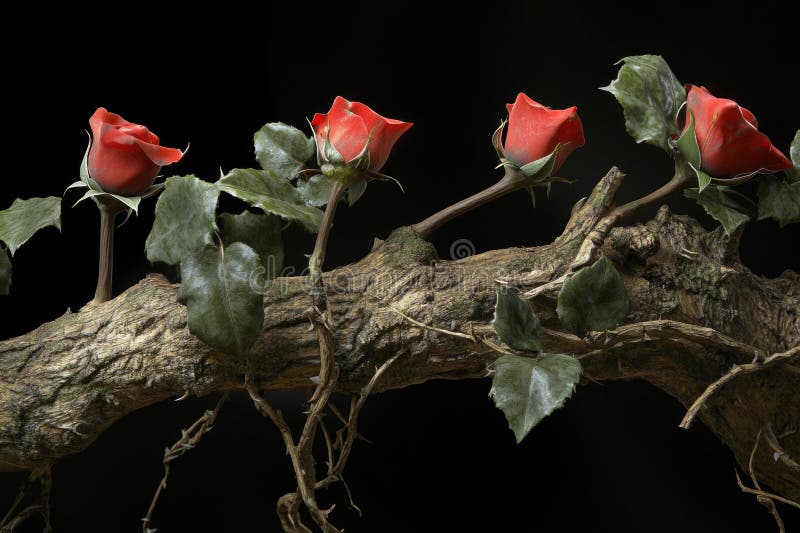 Angular Branches of Curly Vines, Ivy, Thorns and Green Leaves. Blood ...