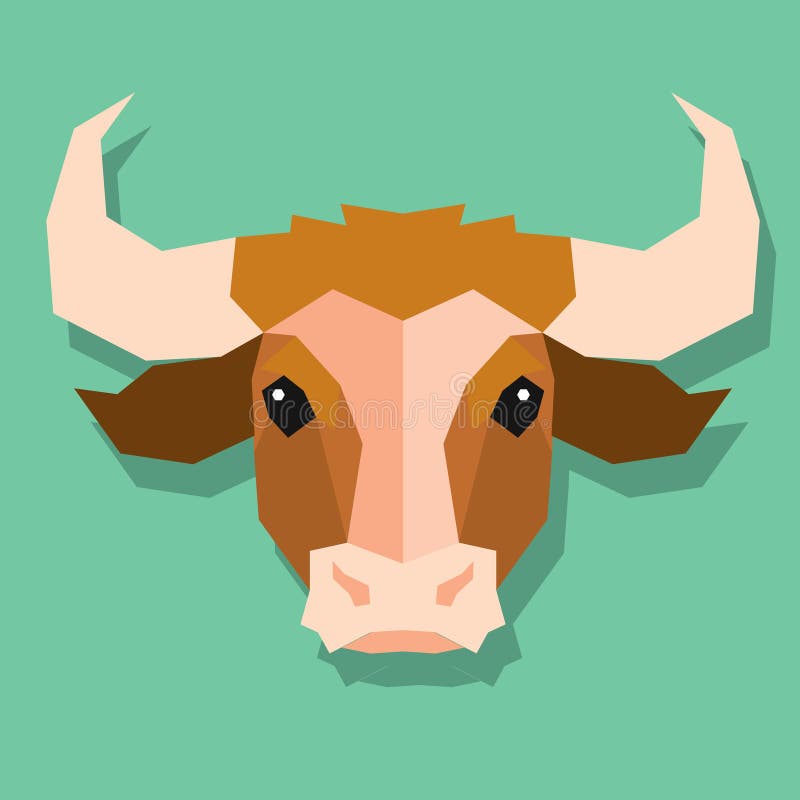 Angular Bull Portrait. Vector Stock Vector - Illustration of cattle ...